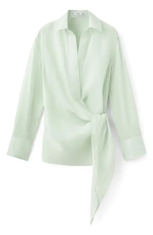 Mango Faux Wrap Ramie Shirt