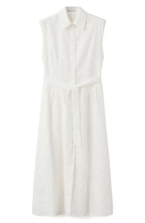 Mango Embroidered Sleeveless Maxi Shirt Dress