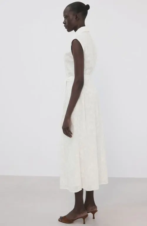 Mango Embroidered Sleeveless Maxi Shirt Dress