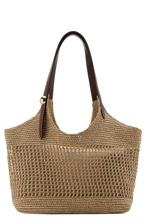 Mango Natural Fiber Woven Tote Bag With Shoulder Straps