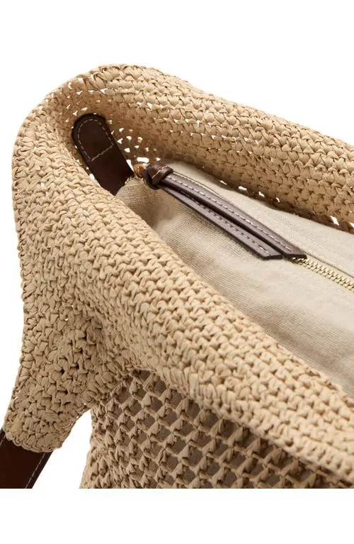 Mango Natural Fiber Woven Tote Bag With Shoulder Straps
