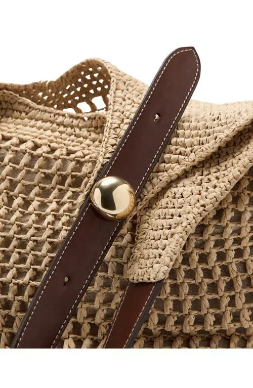Mango Natural Fiber Woven Tote Bag With Shoulder Straps