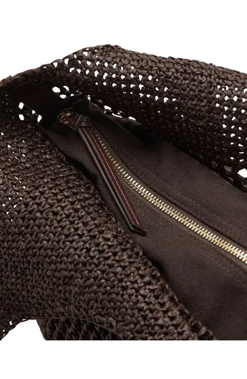Mango Natural Fiber Woven Tote Bag With Shoulder Straps
