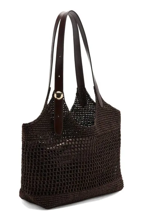 Mango Natural Fiber Woven Tote Bag With Shoulder Straps