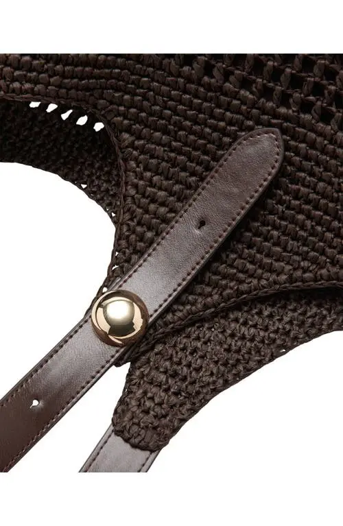 Mango Natural Fiber Woven Tote Bag With Shoulder Straps