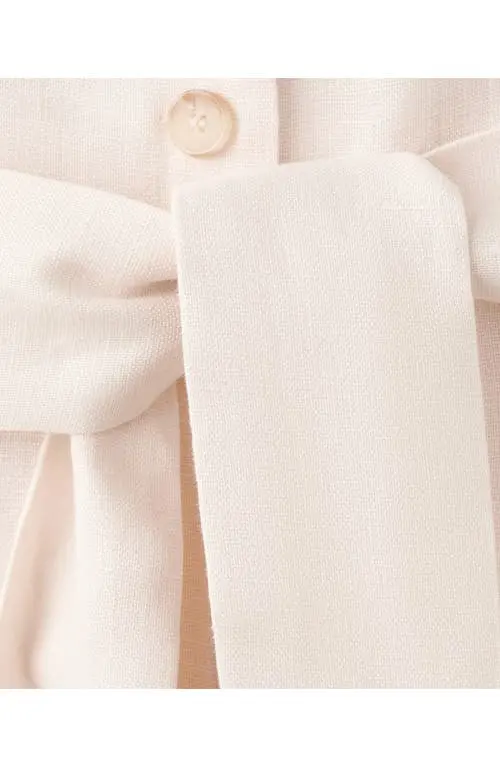 Mango Sleeveless Belted Linen Jumpsuit - Ecru