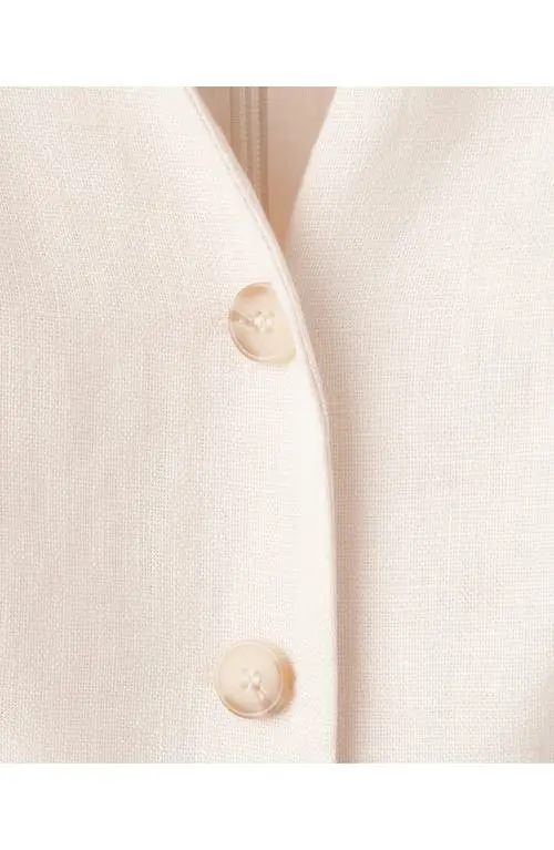 Mango Sleeveless Belted Linen Jumpsuit - Ecru