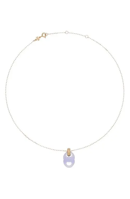 Tory Burch Gemini Link Pendant Necklace - Light Brass/blue