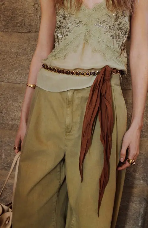 Mango Micro Beaded Embroidered Eyelash Lace Camisole