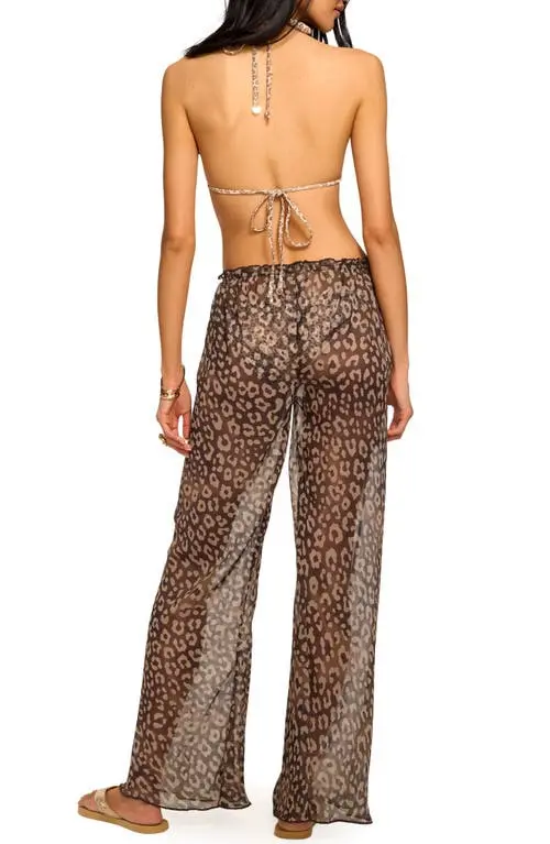 Ramy Brook Alayna Leopard Print Wide Leg Cover-up Pants