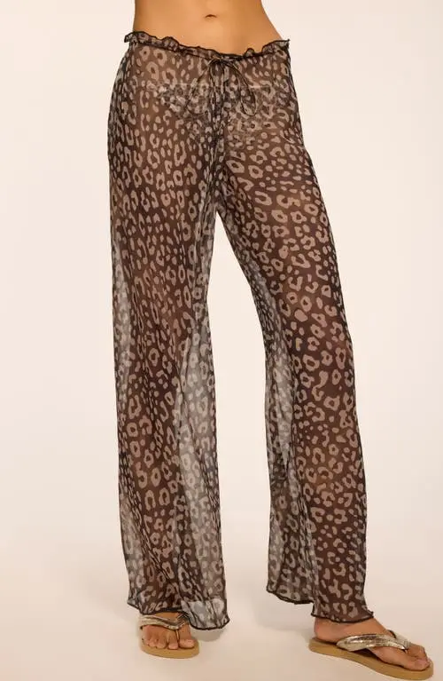 Ramy Brook Alayna Leopard Print Wide Leg Cover-up Pants