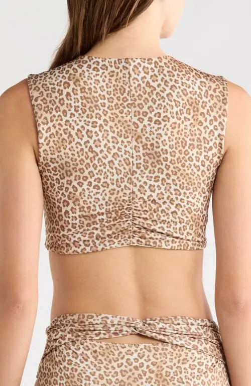 Ramy Brook Olivia Leopard Twist Front Bikini Top