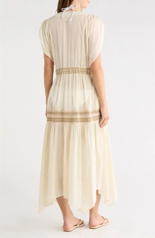 Ramy Brook Audra Lace Trim Tie Front Cover-up Dress