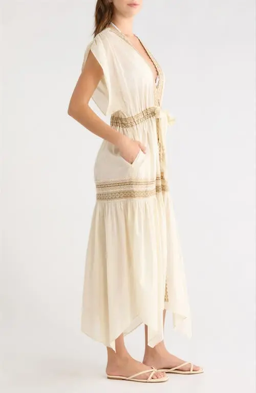 Ramy Brook Audra Lace Trim Tie Front Cover-up Dress