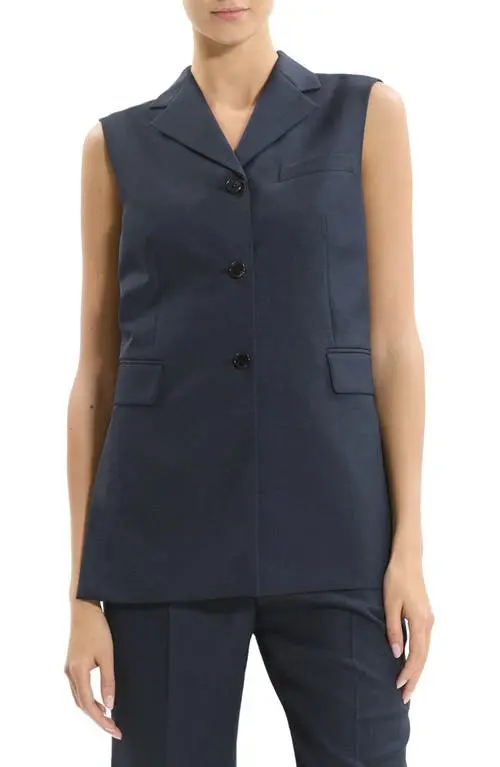 Theory Cinch Detail Notch Lapel Vest - Nocturne Navy - Xlv