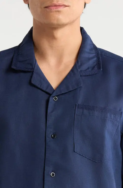 Ag Foster Linen & Cotton Camp Shirt - Deep Navy