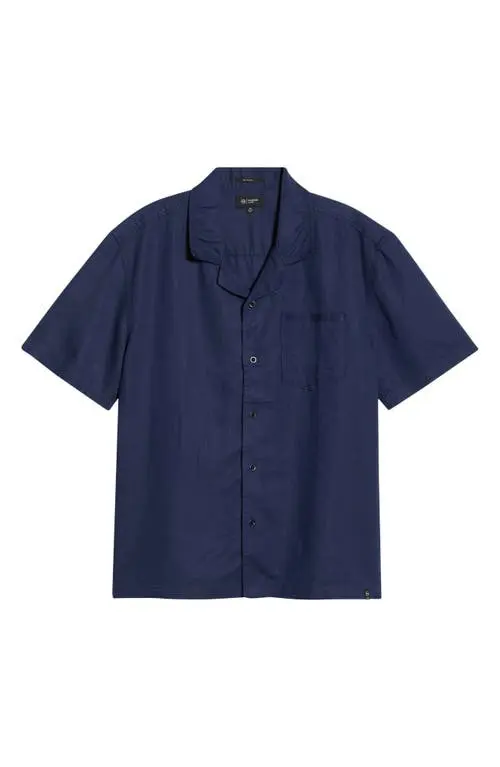 Ag Foster Linen & Cotton Camp Shirt - Deep Navy