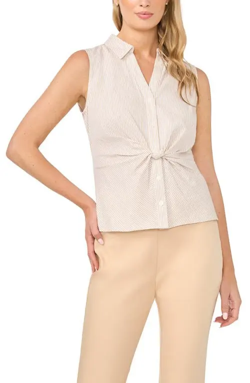 Halogen Twist Front Sleeveless Shirt - Pebble