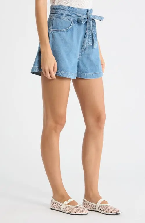 Paige Mathilda Paperbag Waist Denim Shorts - Rosecrans