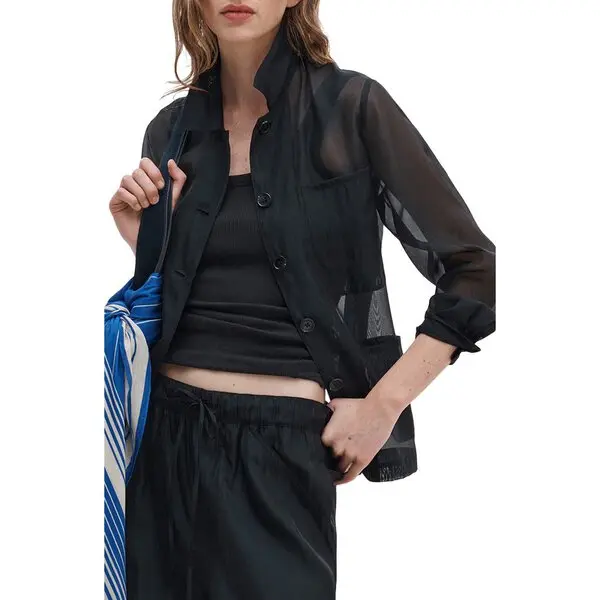 Rag & Bone Jolene Organza Chore Jacket - Black