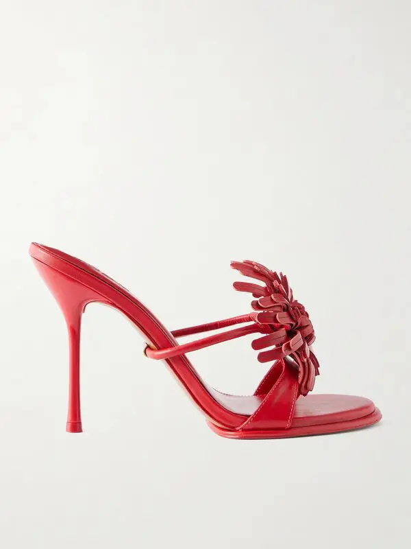 Cult Gaia Carla Embellished Leather High Heel Sandals - Red
