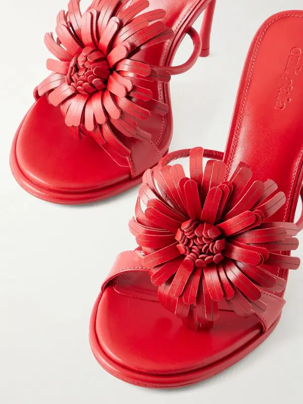 Cult Gaia Carla Embellished Leather High Heel Sandals - Red
