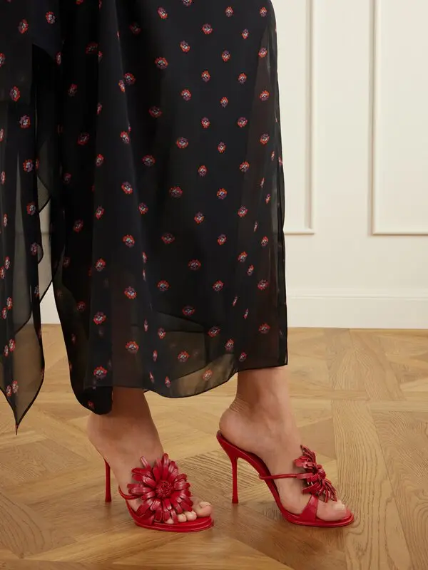 Cult Gaia Carla Embellished Leather High Heel Sandals - Red