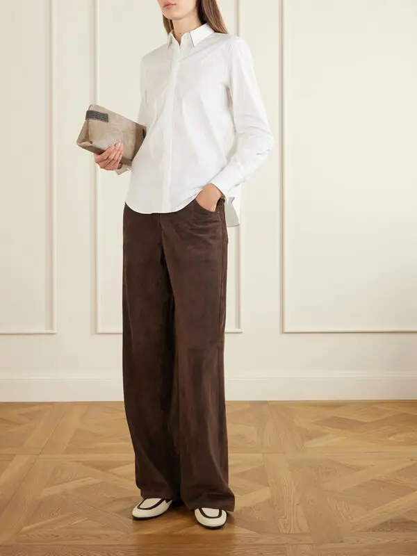 Brunello Cucinelli Embellished Cotton-blend Shirt - White