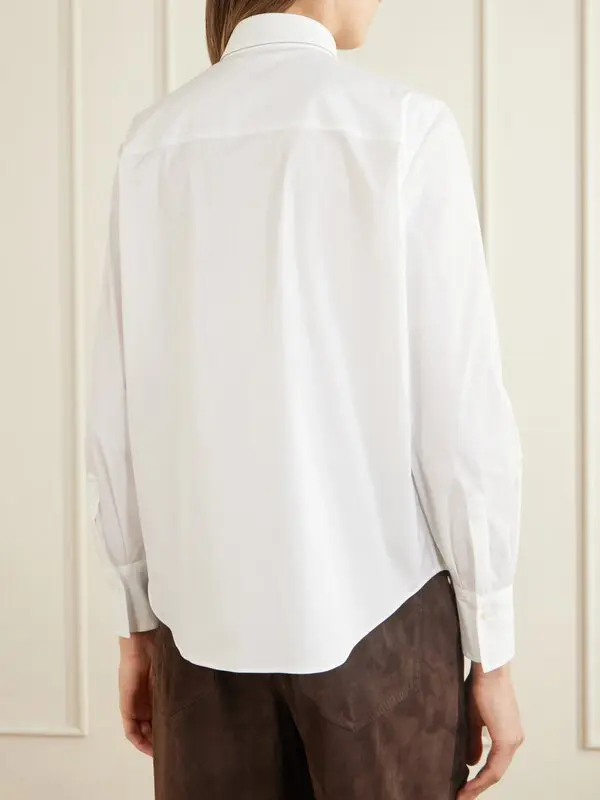 Brunello Cucinelli Embellished Cotton-blend Shirt - White