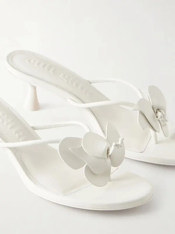 Cult Gaia Addison Embellished Leather Thong Sandals - White