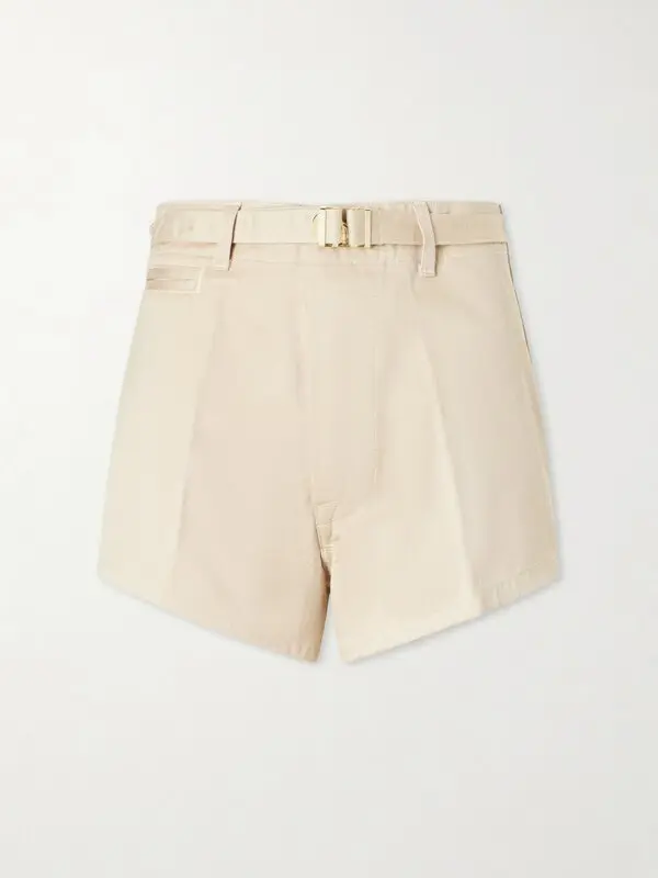 RÙADH The Grier Belted Organic Cotton Twill Shorts - Neutrals