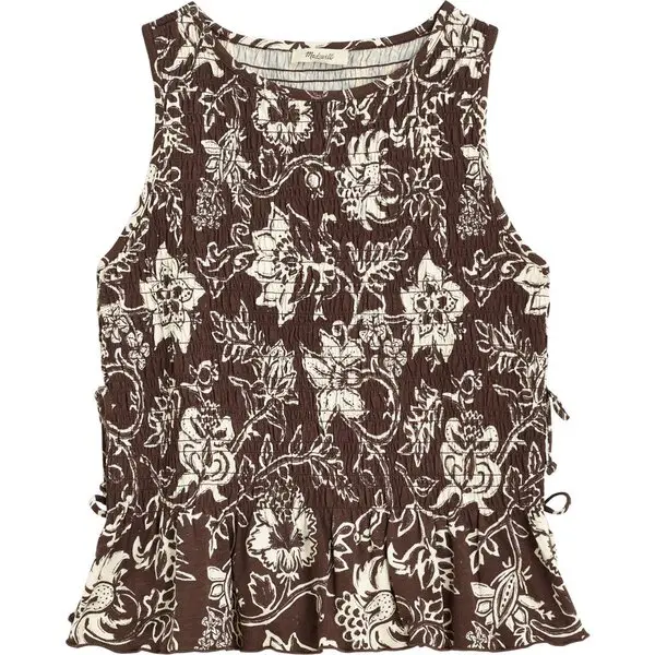Madewell Smocked Side-tie Tank - Dark Brown