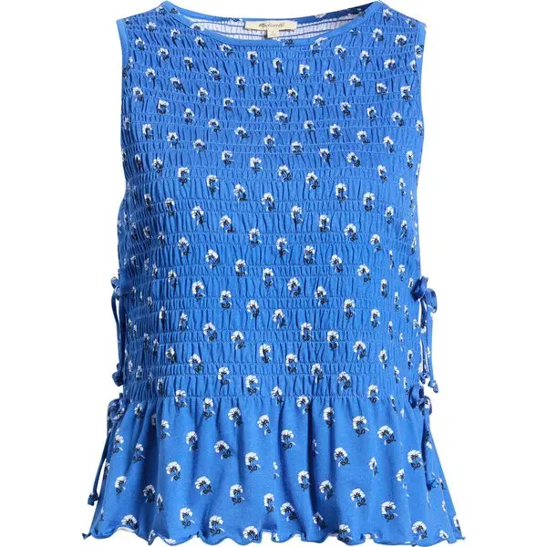 Madewell Smocked Side-tie Tank - Retro Blue