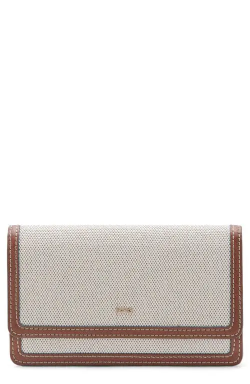 Mango Textured Flap Wallet On A Chain - Beige