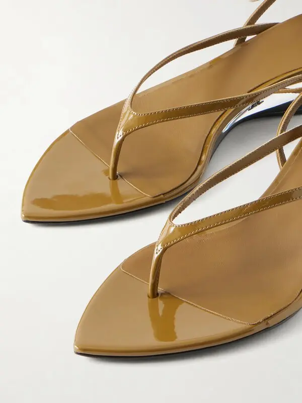 Alaïa Patent Leather And Plexiglass Wedge Sandals - Green