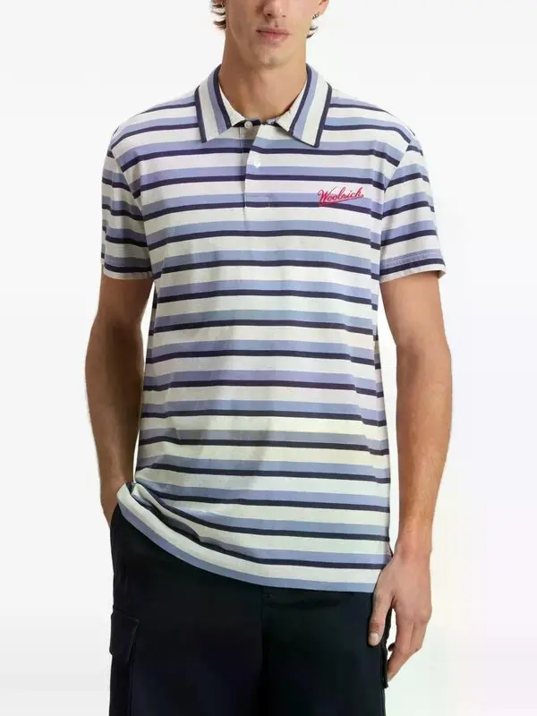 Woolrich Striped-pattern Logo-embroidered Polo Shirt