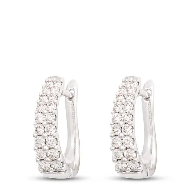 Benbridge Double Row Diamond Hoop Earrings In 14k White Gold - Wg