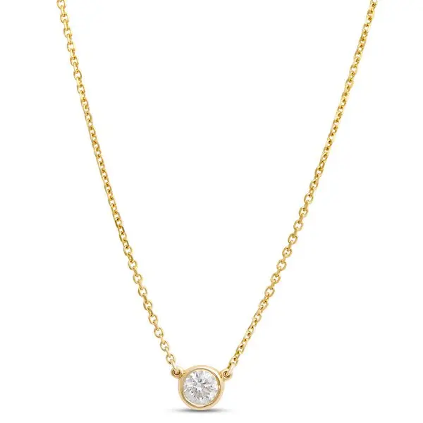 Benbridge Classic Round Diamond Solitaire Necklace In 14k Yellow Gold - Yg