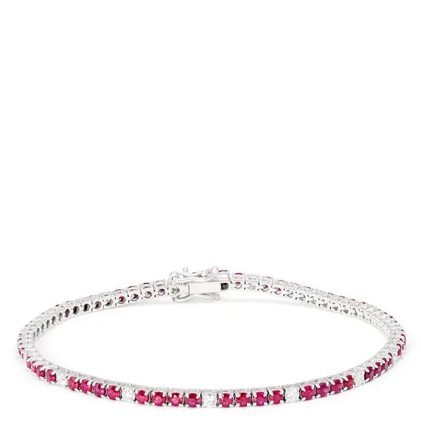 Benbridge Round Ruby And Diamond Tennis Bracelet In 14k White Gold - Wg