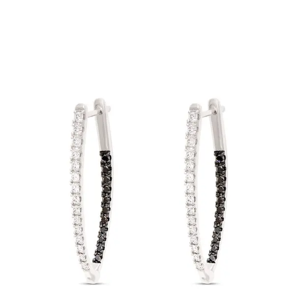 Benbridge 14k White Gold Diamond Hoop Earrings - Wg