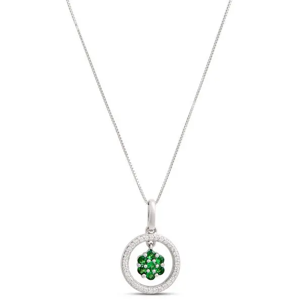 Benbridge Tsavorite And Diamond Pendant Necklace In 14k White Gold - Wg