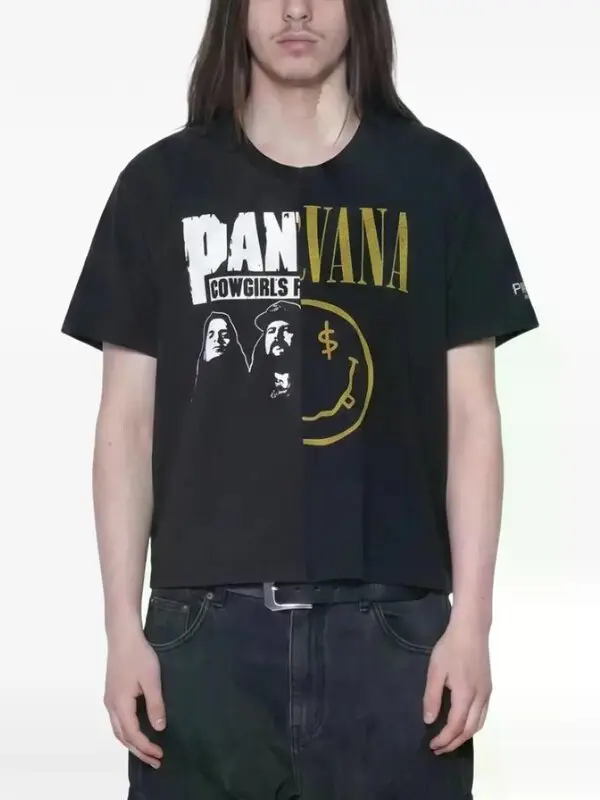 PROTOCOL INDEX Graphic-print Panelled T-shirt - Black