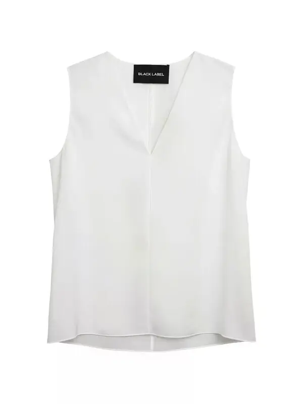 Black Label Sleeveless V-neck Top - White