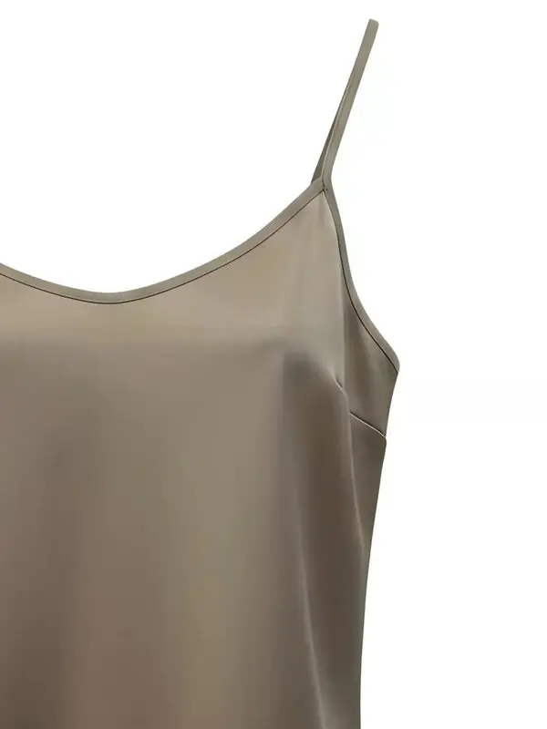 Black Label Spaghetti Strap V-neck Top - Brown