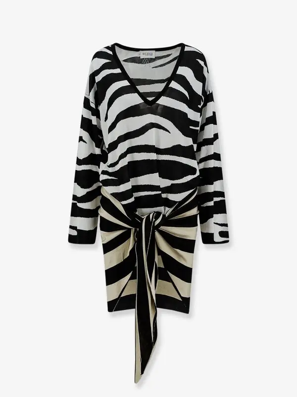 Attico Zebra Print Mini Dress - Black