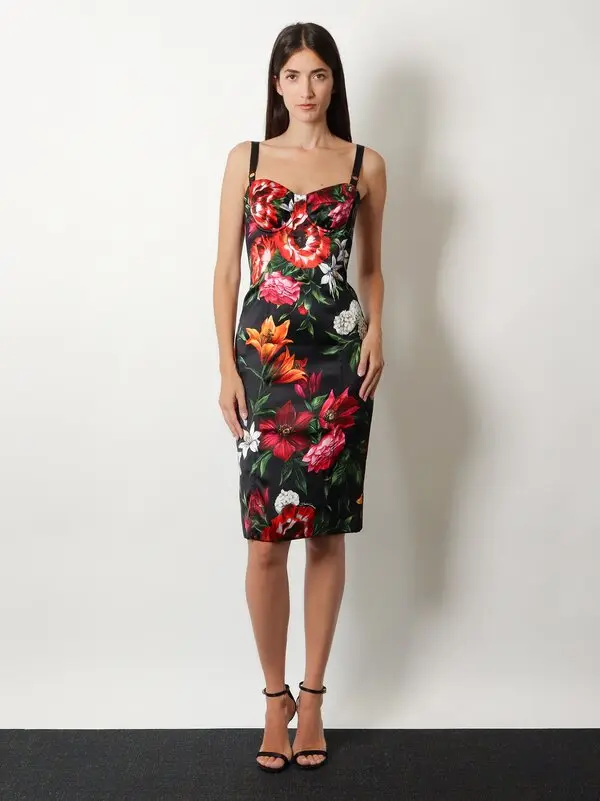 Dolce & Gabbana Floral Print Satin Dress