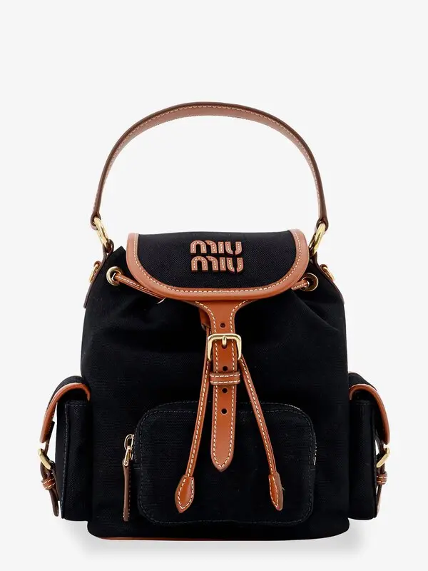 Miu Miu Hemp And Leather Backpack - Black
