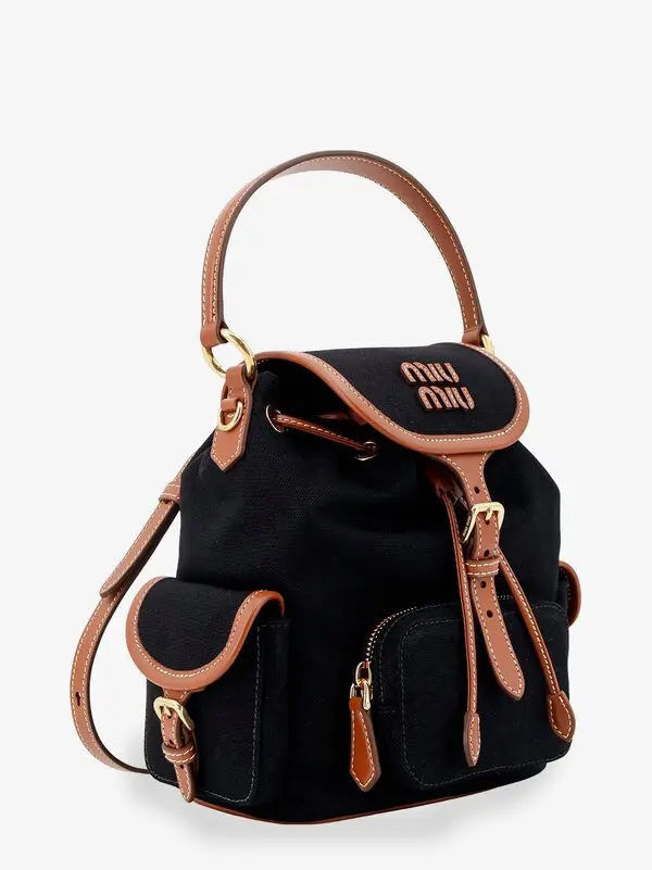 Miu Miu Hemp And Leather Backpack - Black