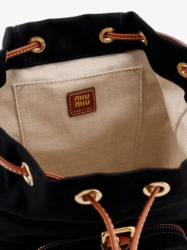 Miu Miu Hemp And Leather Backpack - Black
