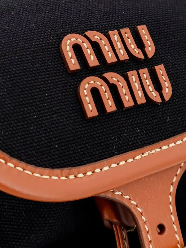 Miu Miu Hemp And Leather Backpack - Black